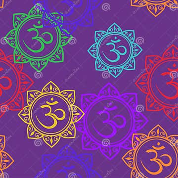 Seamless Pattern of Om Signs Stock Vector - Illustration of pattern ...