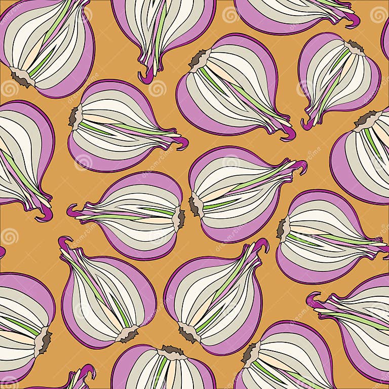 Seamless Pattern with Onion Stock Vector - Illustration of graphic ...