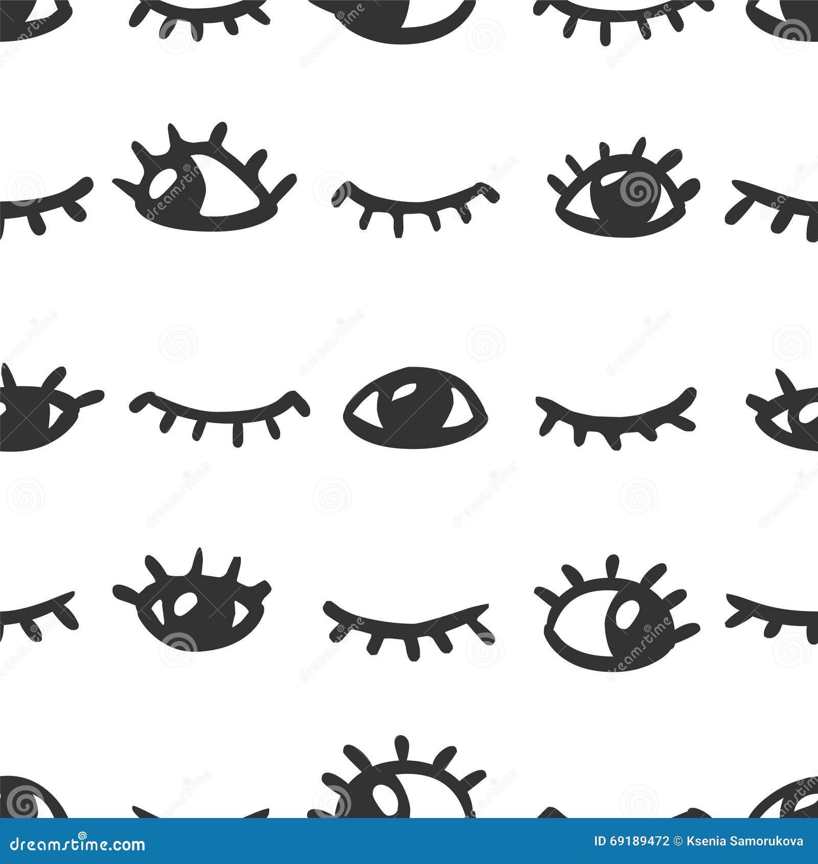 Seamless Pattern - Open and Closed Eyes Stock Vector - Illustration of ...