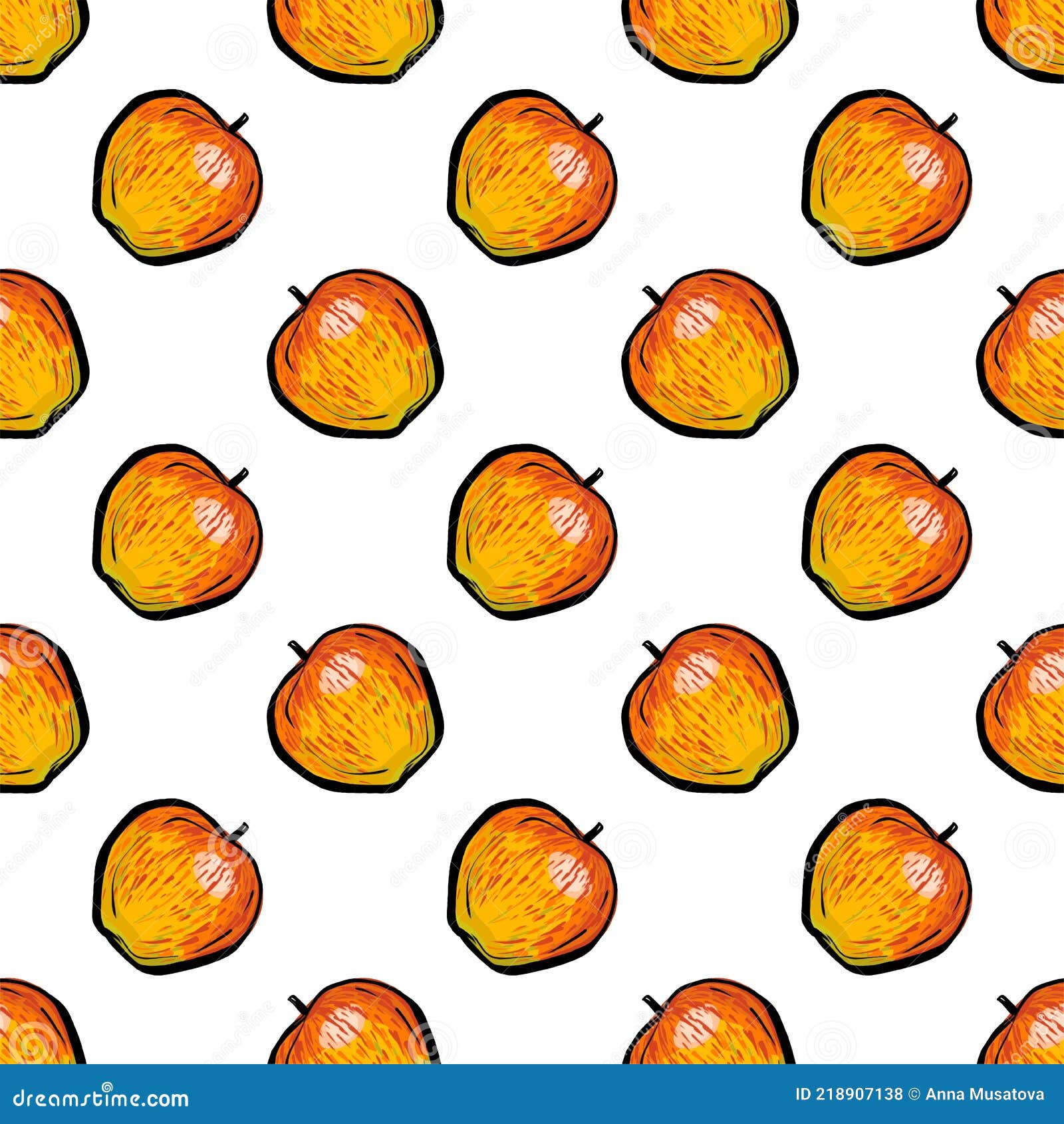 Seamless Pattern. Orange Apples on a White Background. a Rare Polka Dot ...