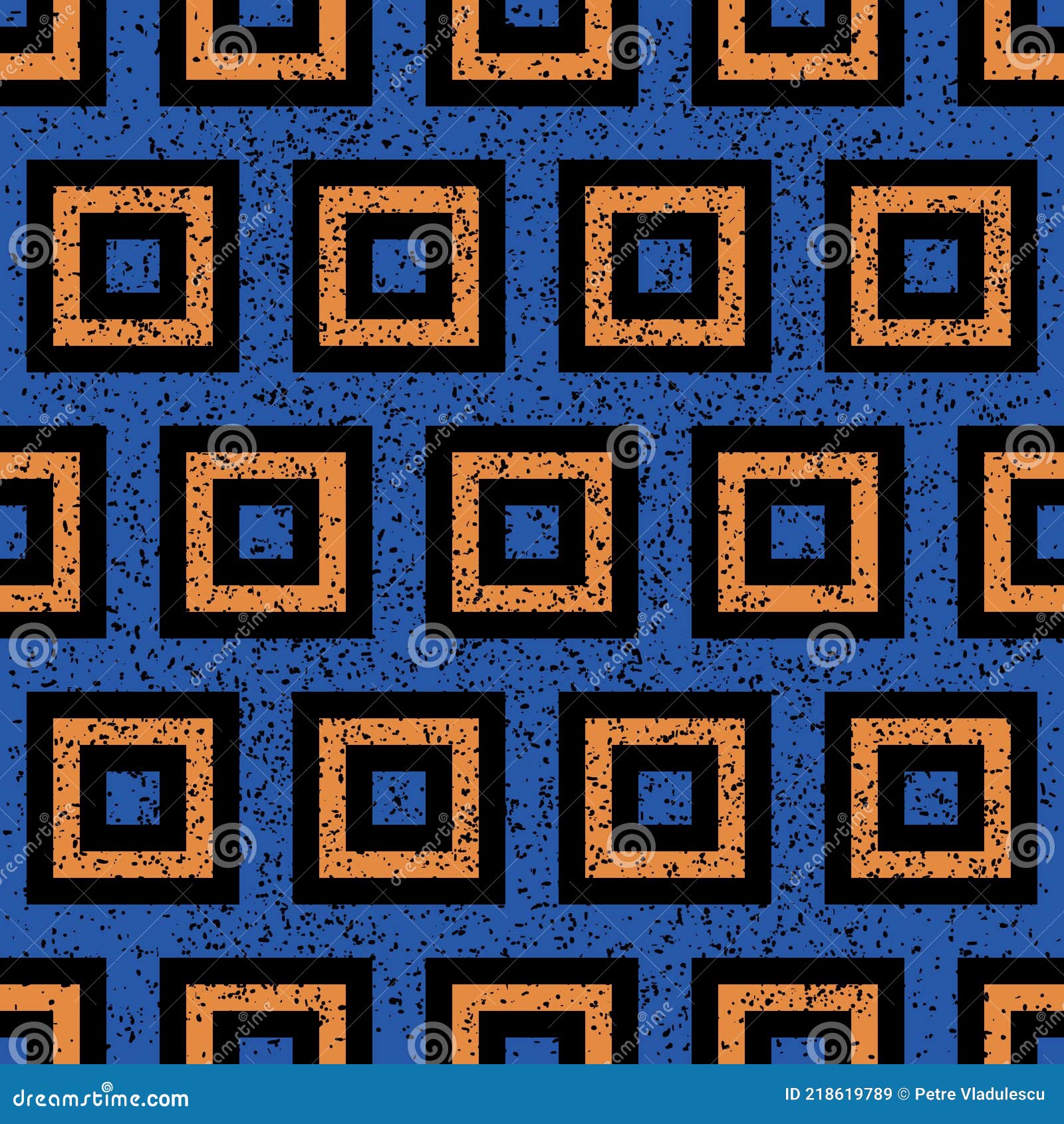 Seamless Pattern with Orange and Blue Squares 7217, Modern Stylish ...