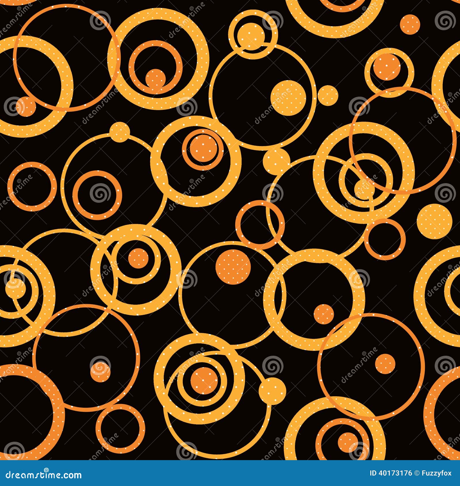 Seamless Pattern with Orange Circles on Black Stock Illustration ...