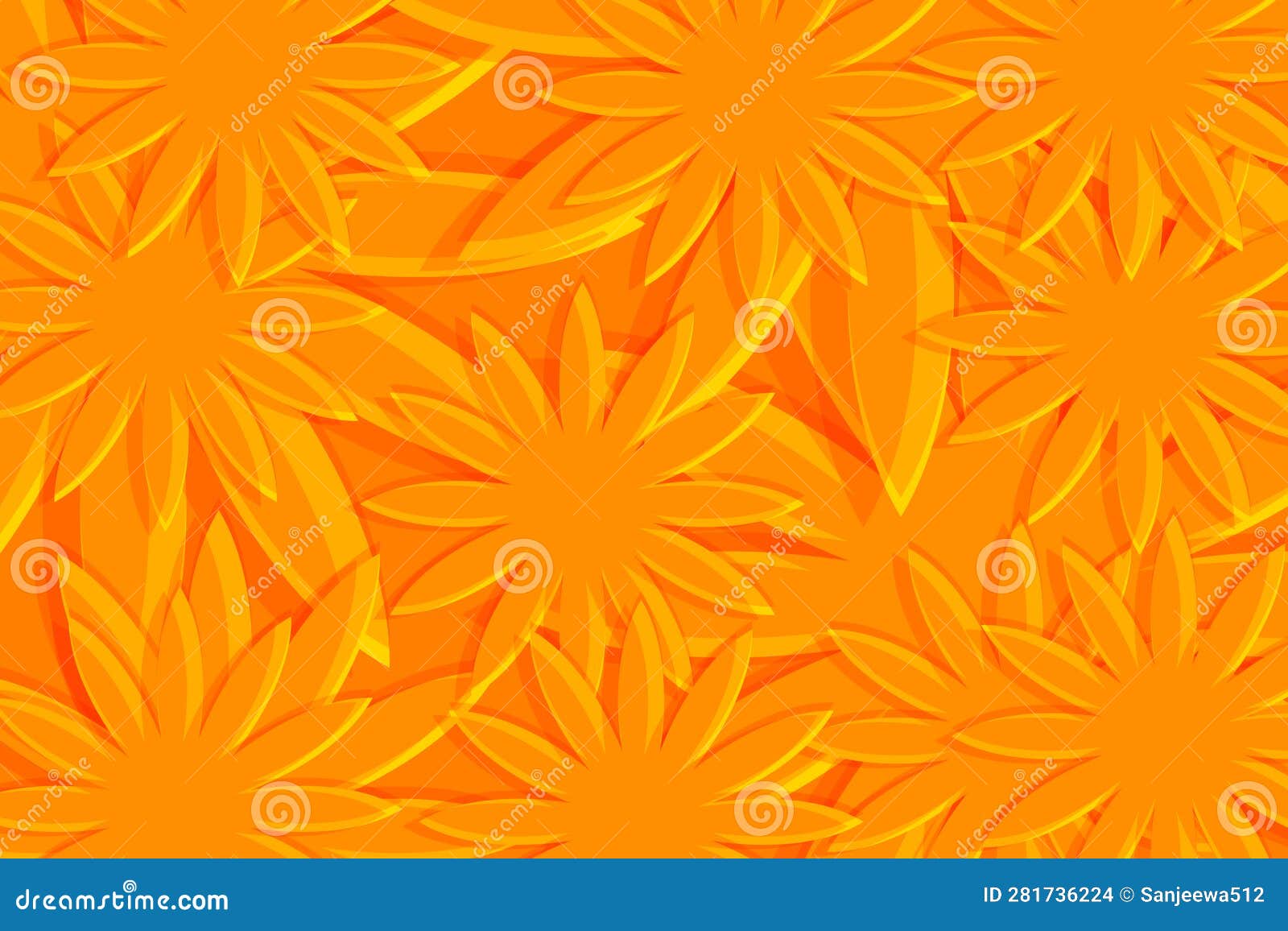 Seamless Pattern with Orange Flowers on Orange Background. Stock ...