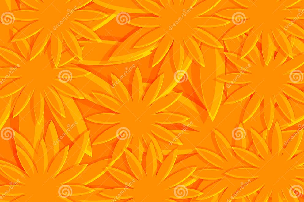 Seamless Pattern with Orange Flowers on Orange Background. Stock ...