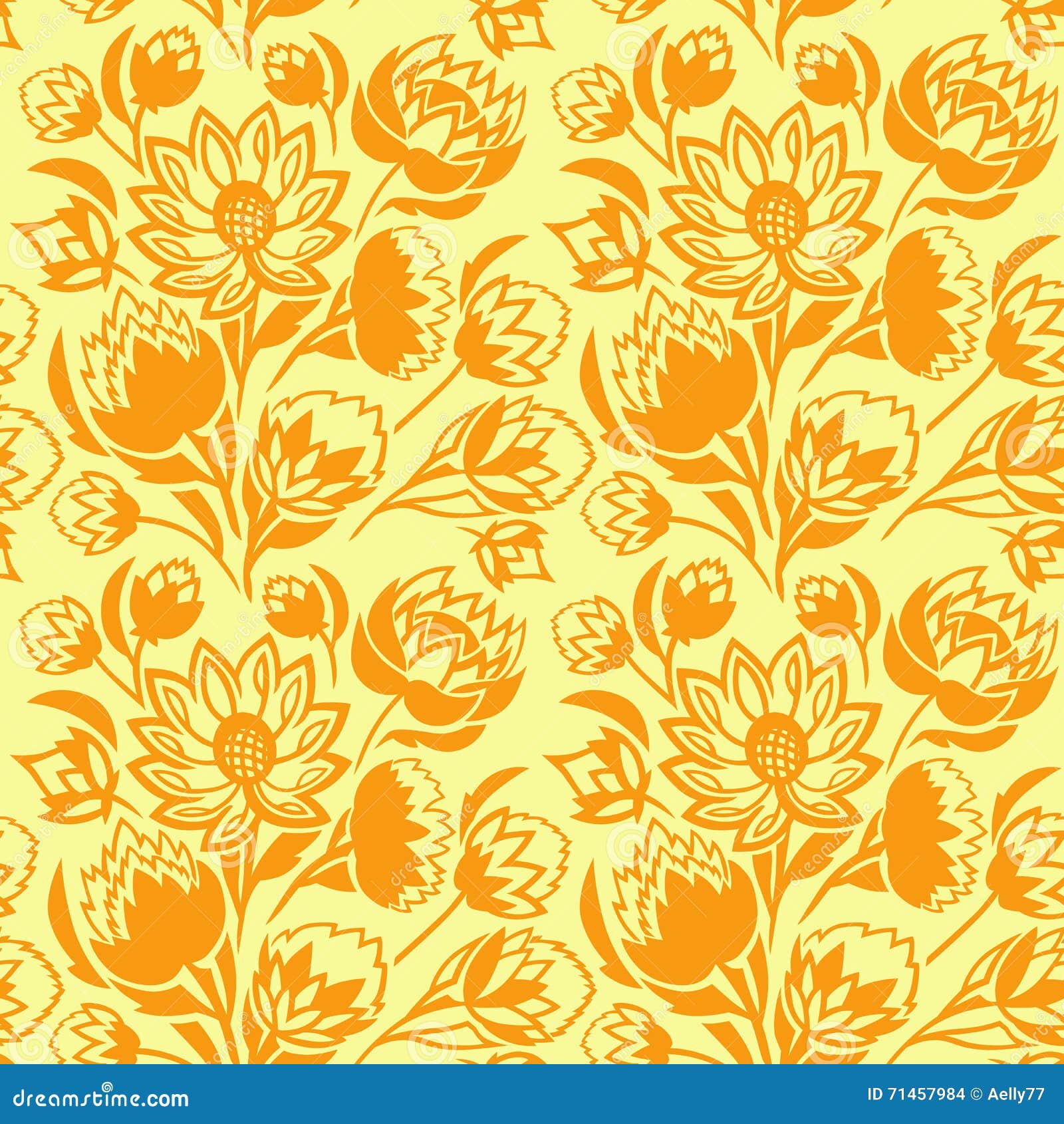 A Seamless Pattern with Orange Flowers. Stock Vector - Illustration of ...