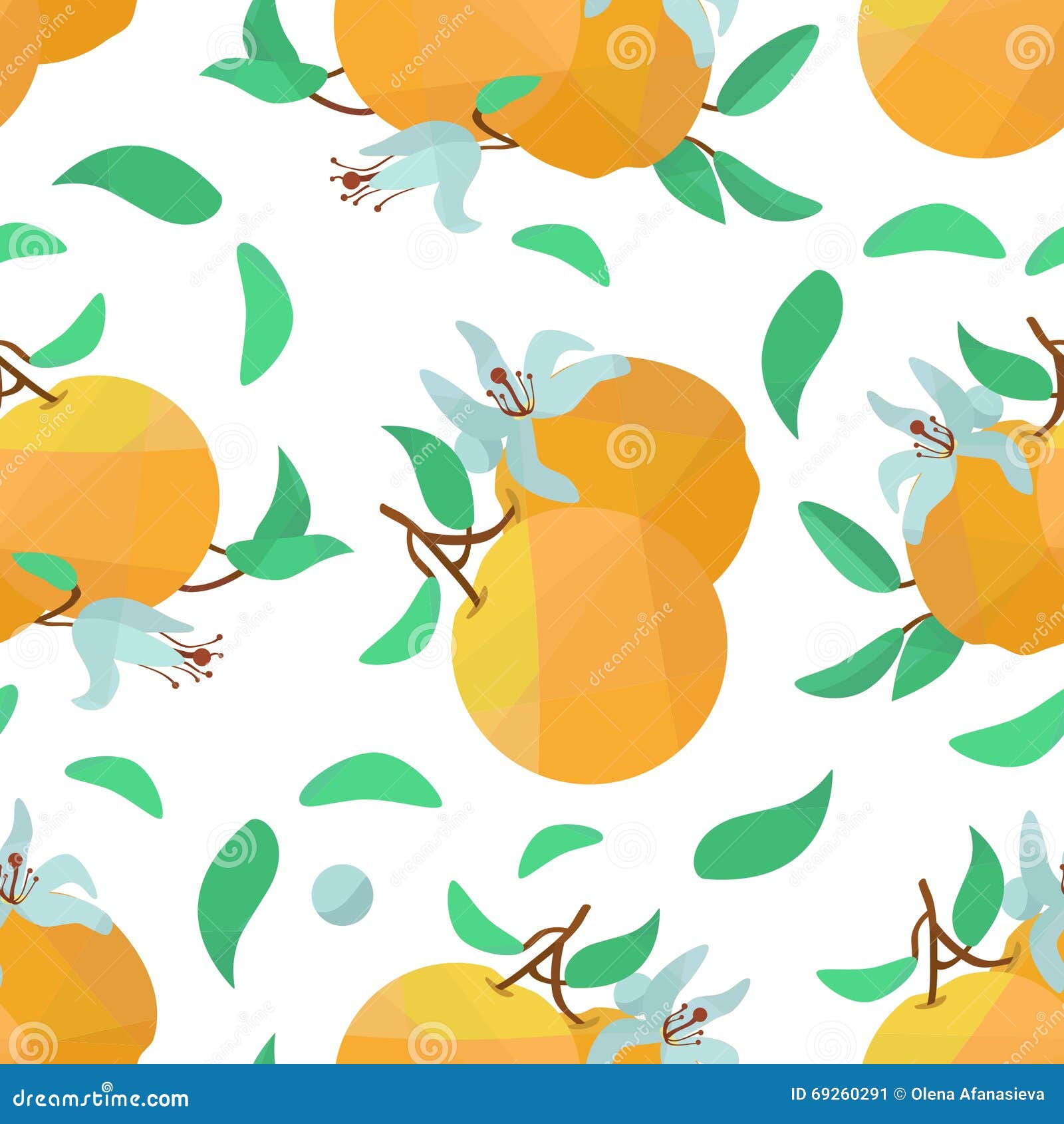 Seamless Pattern Orange and Flowers Stock Vector - Illustration of food ...