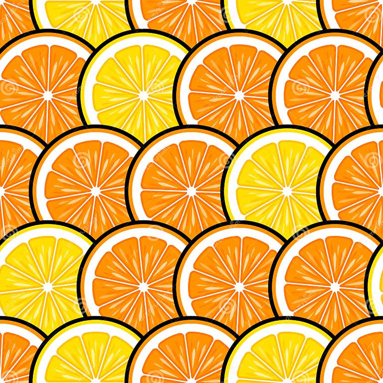 Seamless Pattern of Orange Fruit Slice Graphics. Stock Vector ...