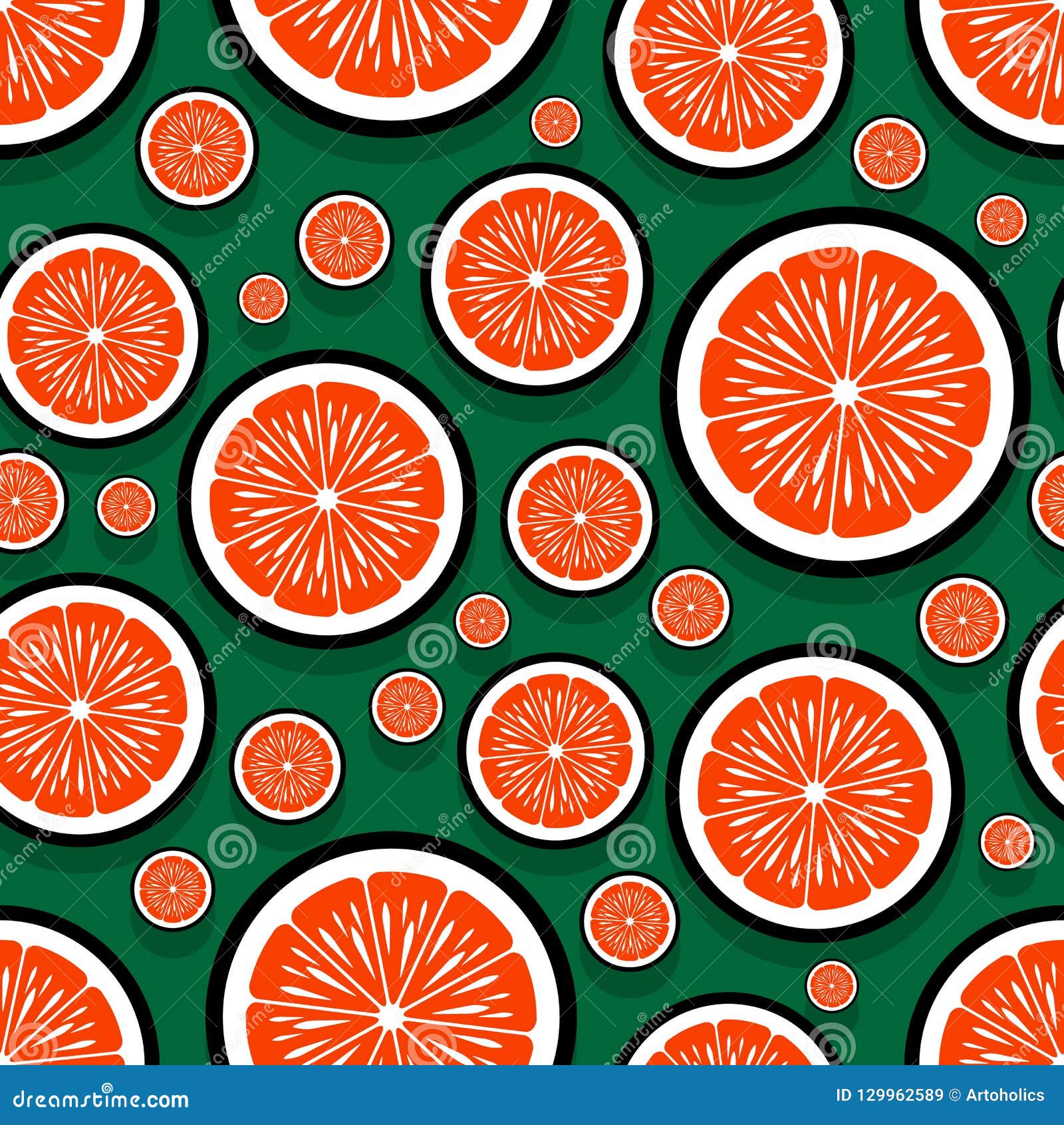 Seamless Pattern of Orange Fruit Slice Graphics. Stock Vector ...