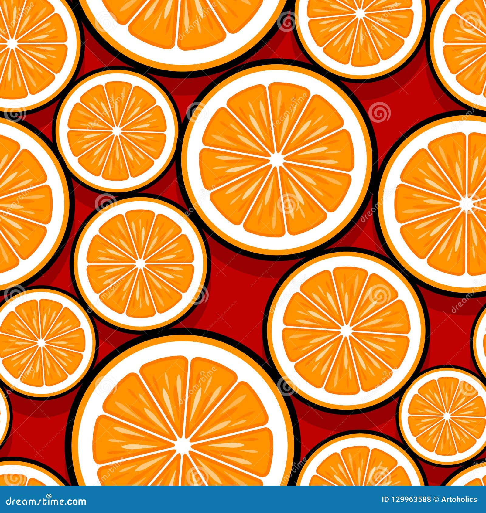 Seamless Pattern of Orange Fruit Slice Graphics. Stock Vector ...