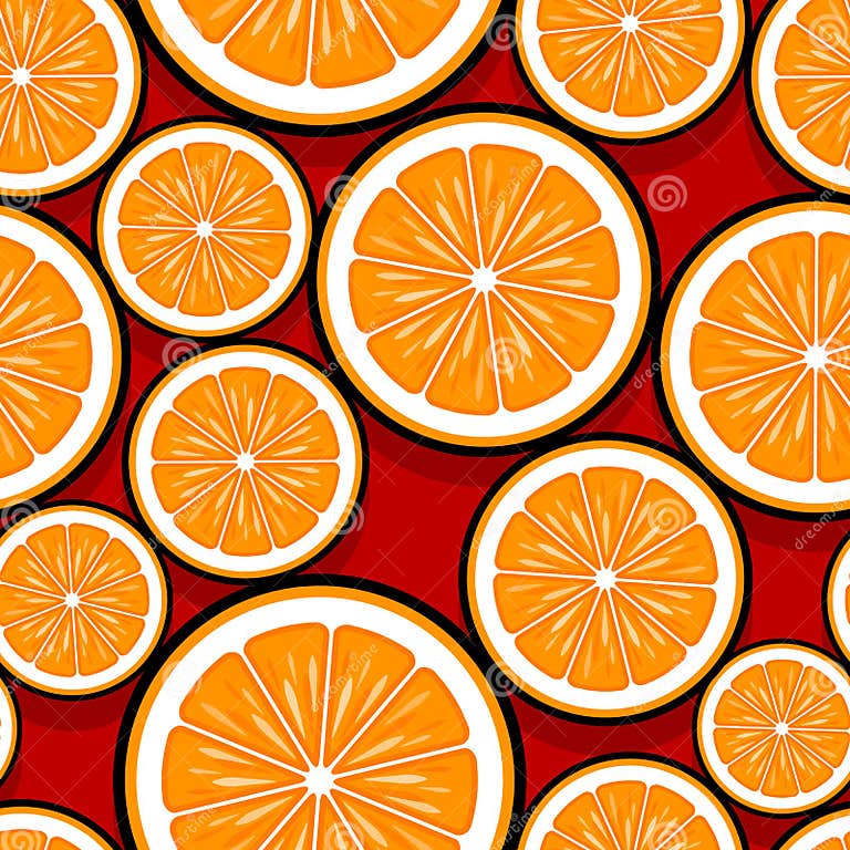 Seamless Pattern of Orange Fruit Slice Graphics. Stock Vector ...