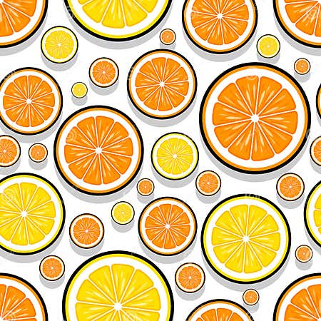 Seamless Pattern of Orange Fruit Slice Graphics. Stock Vector ...