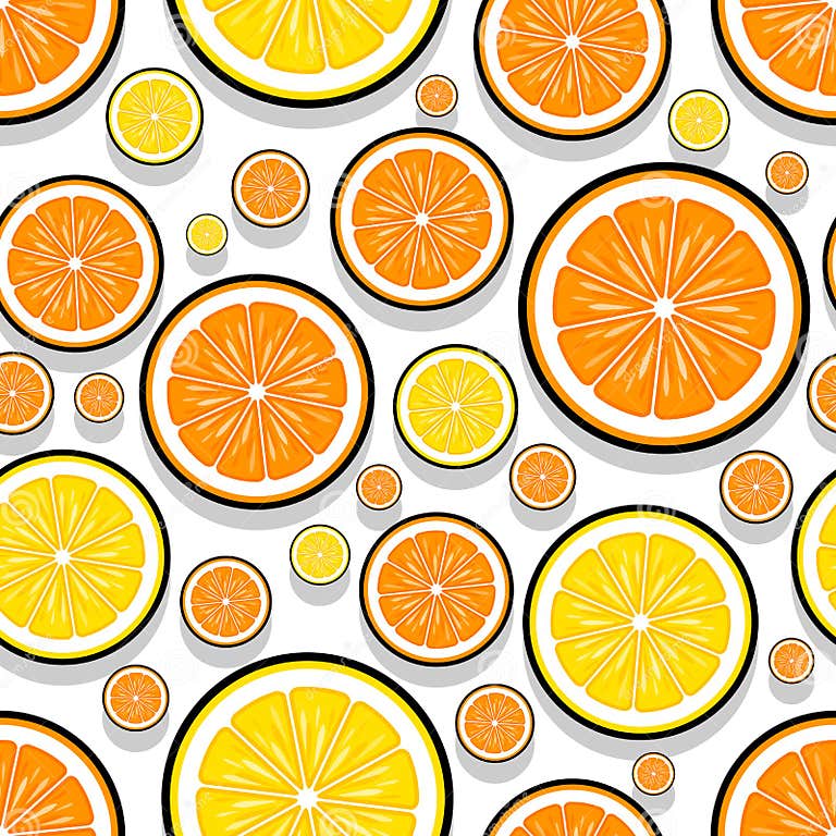 Seamless Pattern of Orange Fruit Slice Graphics. Stock Vector ...