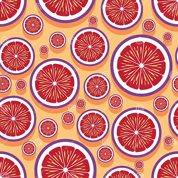 Seamless Pattern of Orange Fruit Slice Graphics. Stock Vector ...