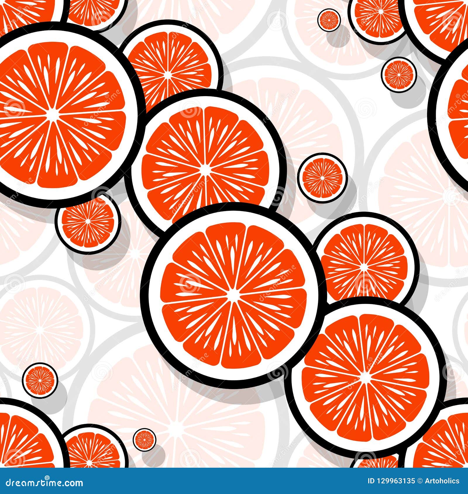 Seamless Pattern of Orange Fruit Slice Graphics. Stock Vector ...