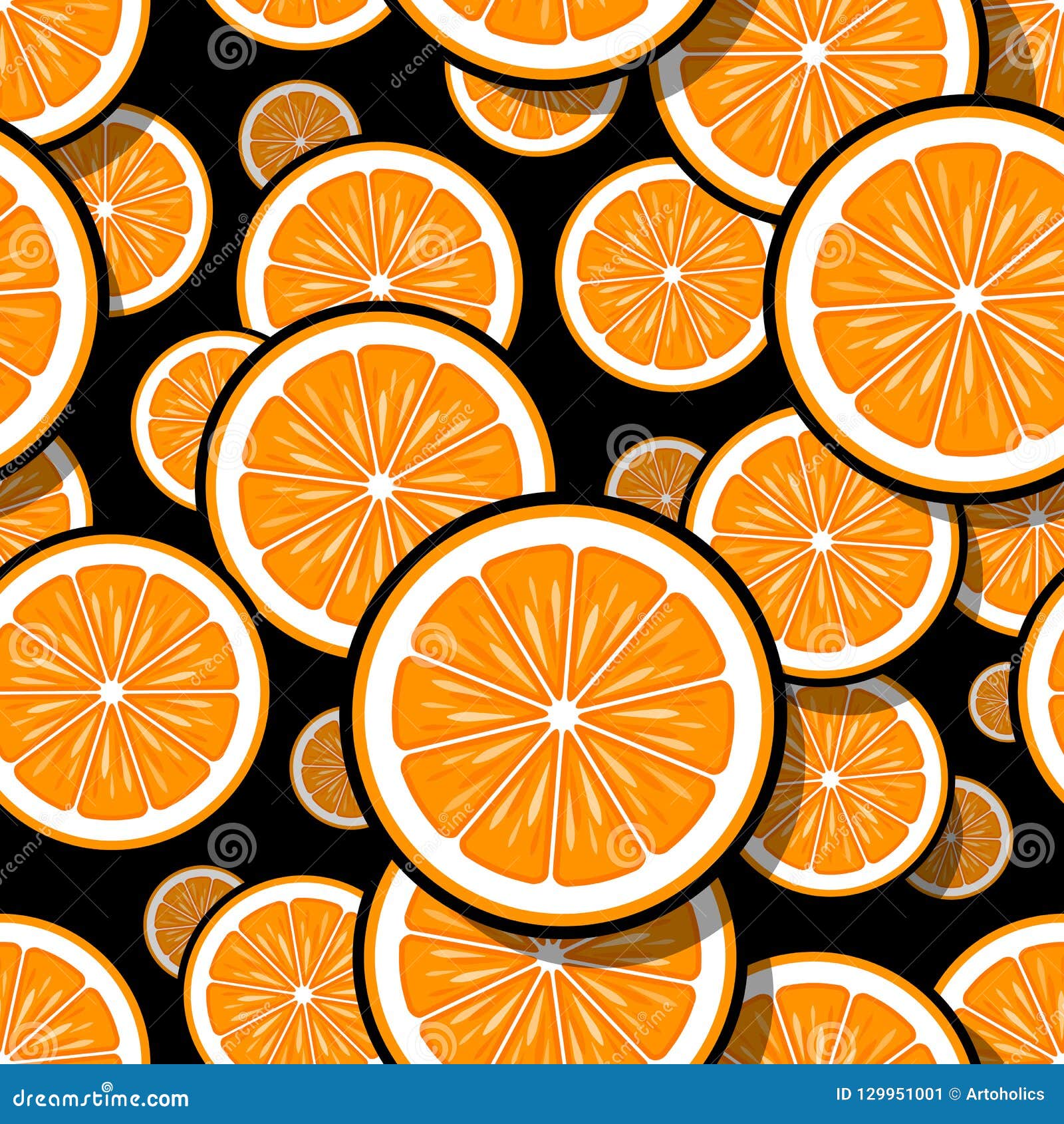 Seamless Pattern of Orange Fruit Slice Graphics. Stock Vector ...