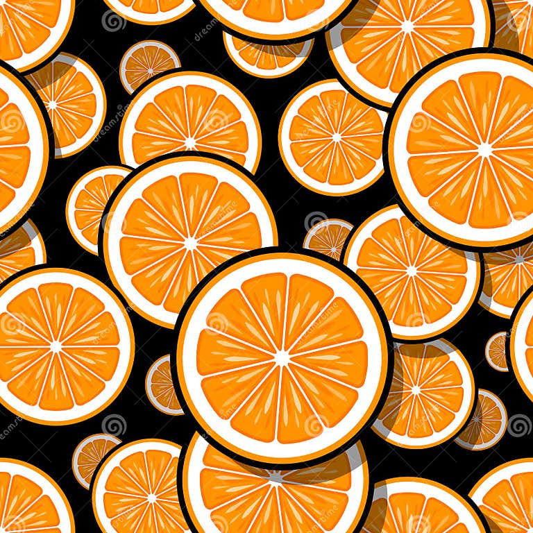 Seamless Pattern of Orange Fruit Slice Graphics. Stock Vector ...