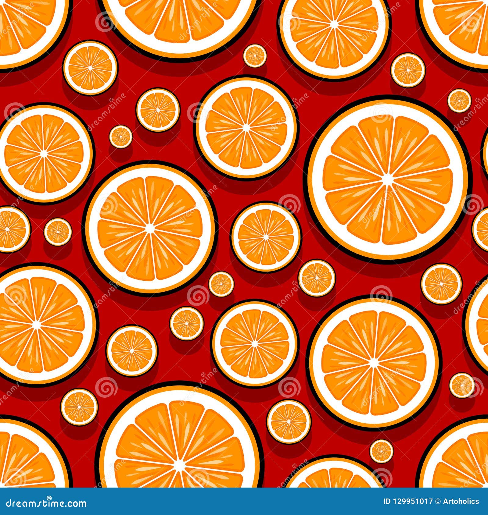 Seamless Pattern of Orange Fruit Slice Graphics. Stock Vector ...