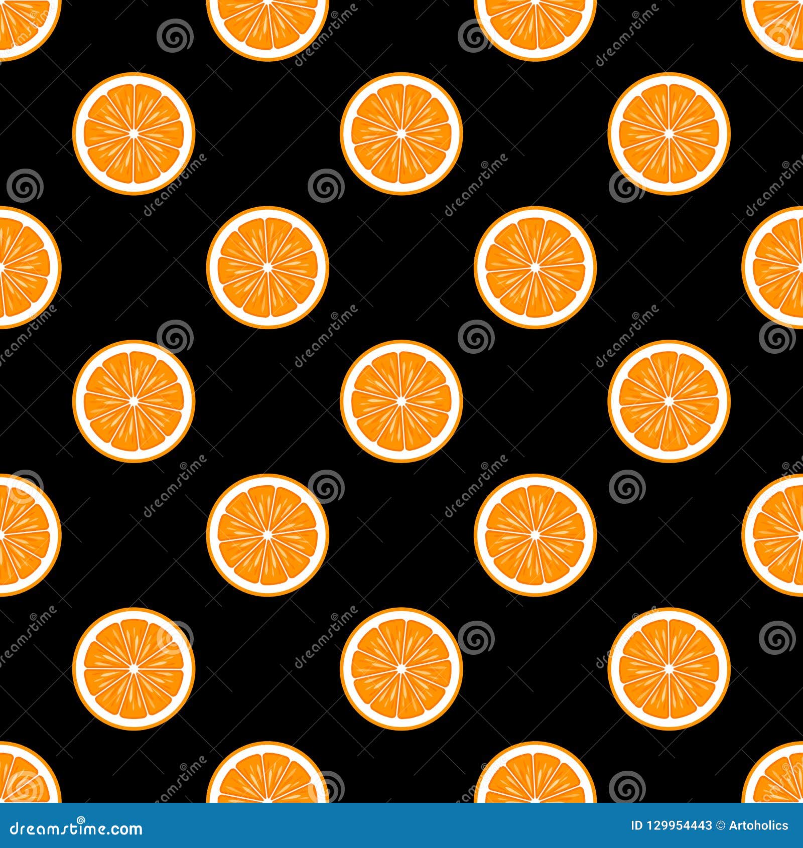 Seamless Pattern of Orange Fruit Slice Graphics. Stock Vector ...
