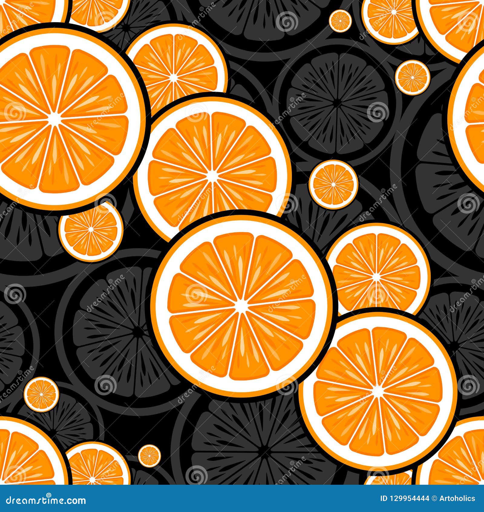 Seamless Pattern of Orange Fruit Slice Graphics. Stock Vector ...