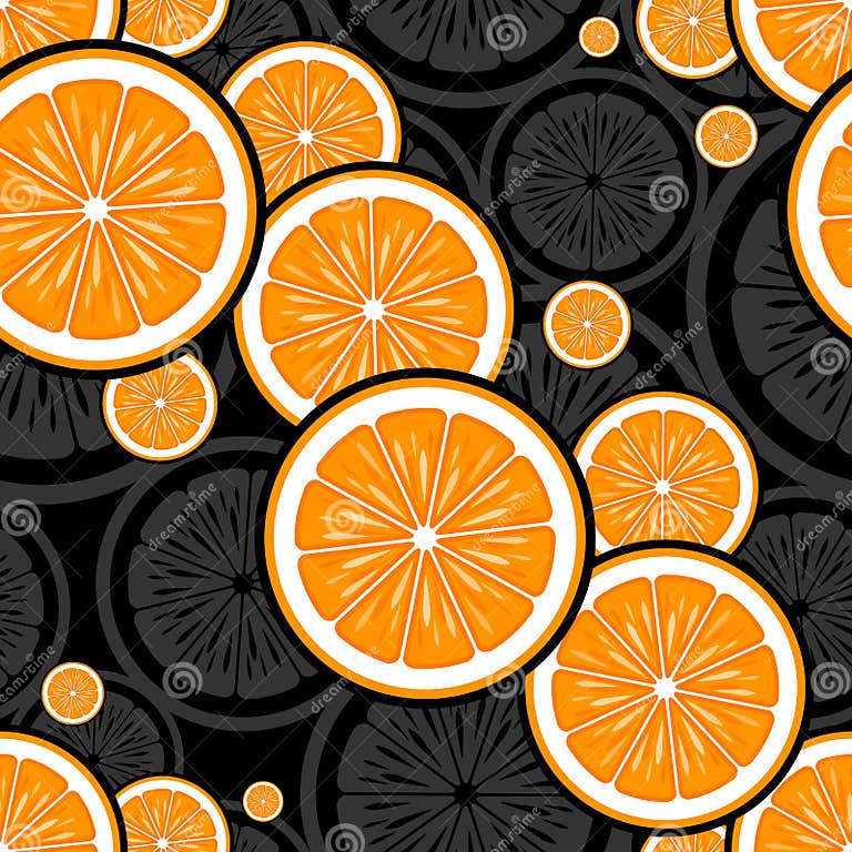 Seamless Pattern of Orange Fruit Slice Graphics. Stock Vector ...