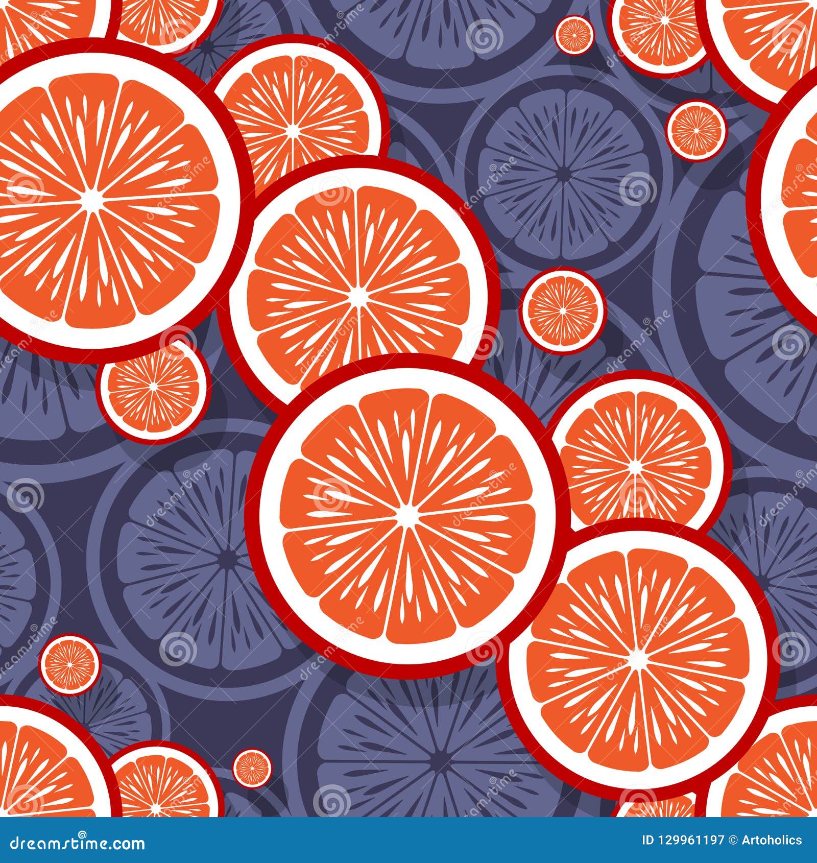 Seamless Pattern of Orange Fruit Slice Graphics. Stock Vector ...