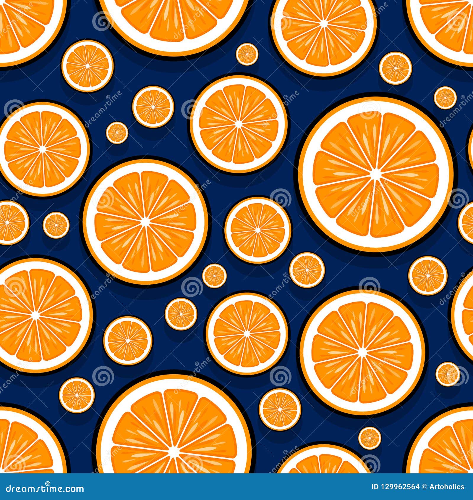 Seamless Pattern of Orange Fruit Slice Graphics. Stock Vector ...