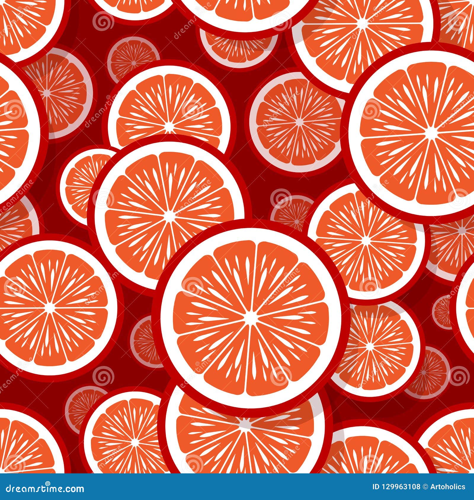 Seamless Pattern of Orange Fruit Slice Graphics. Stock Vector ...