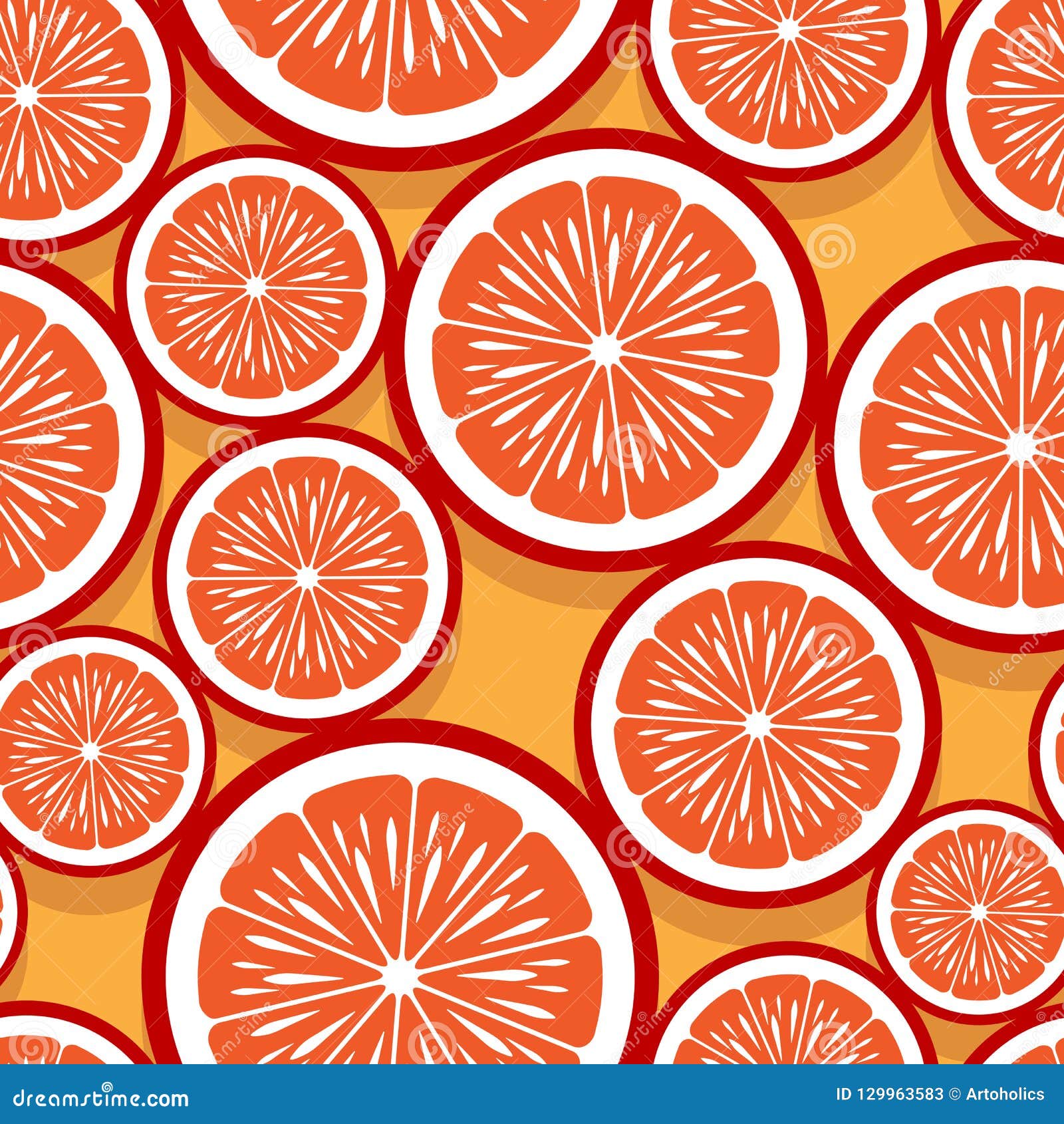 Seamless Pattern of Orange Fruit Slice Graphics. Stock Vector ...