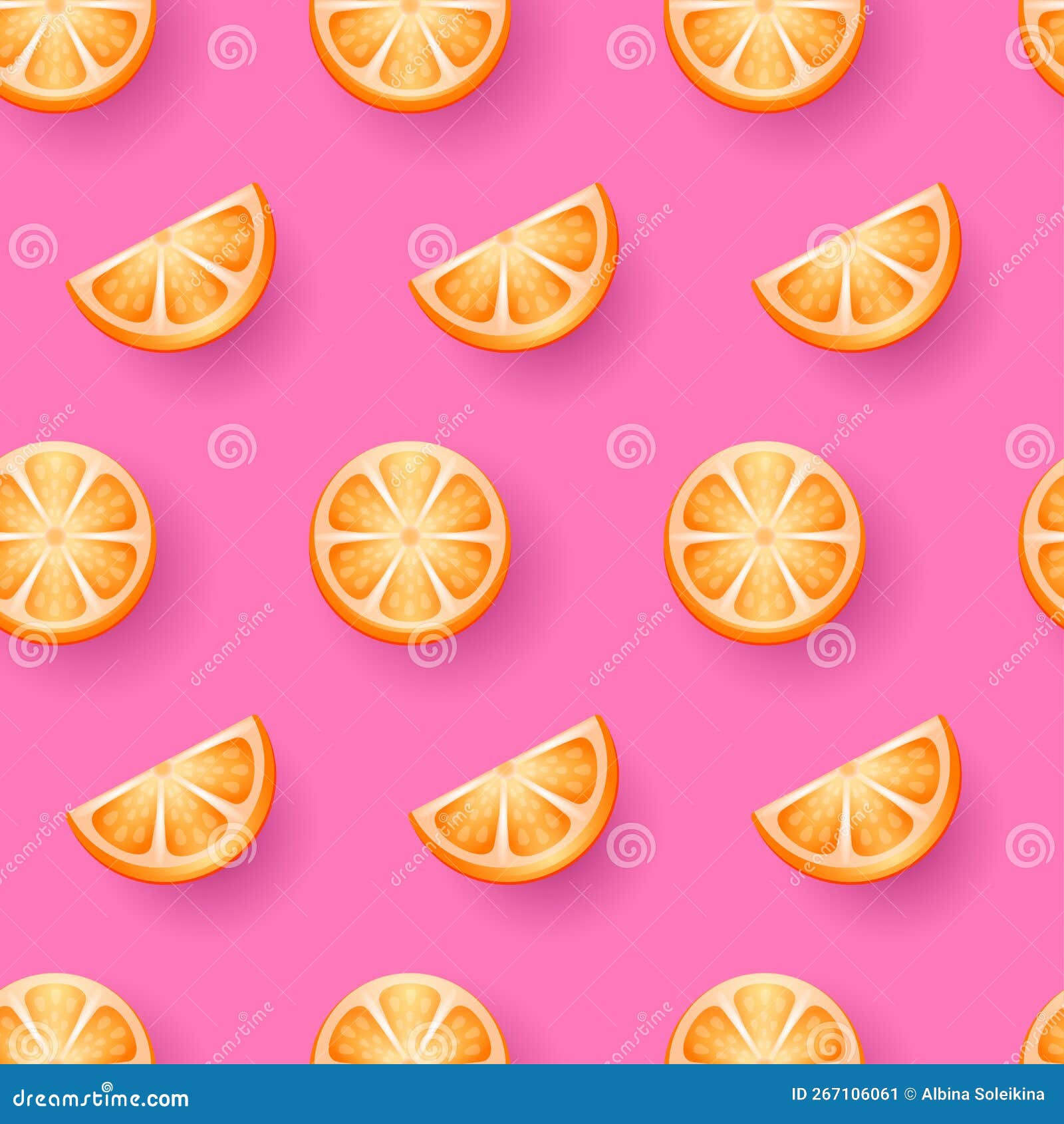 Seamless Pattern with Orange Fruits Candy on Pink Background Stock ...