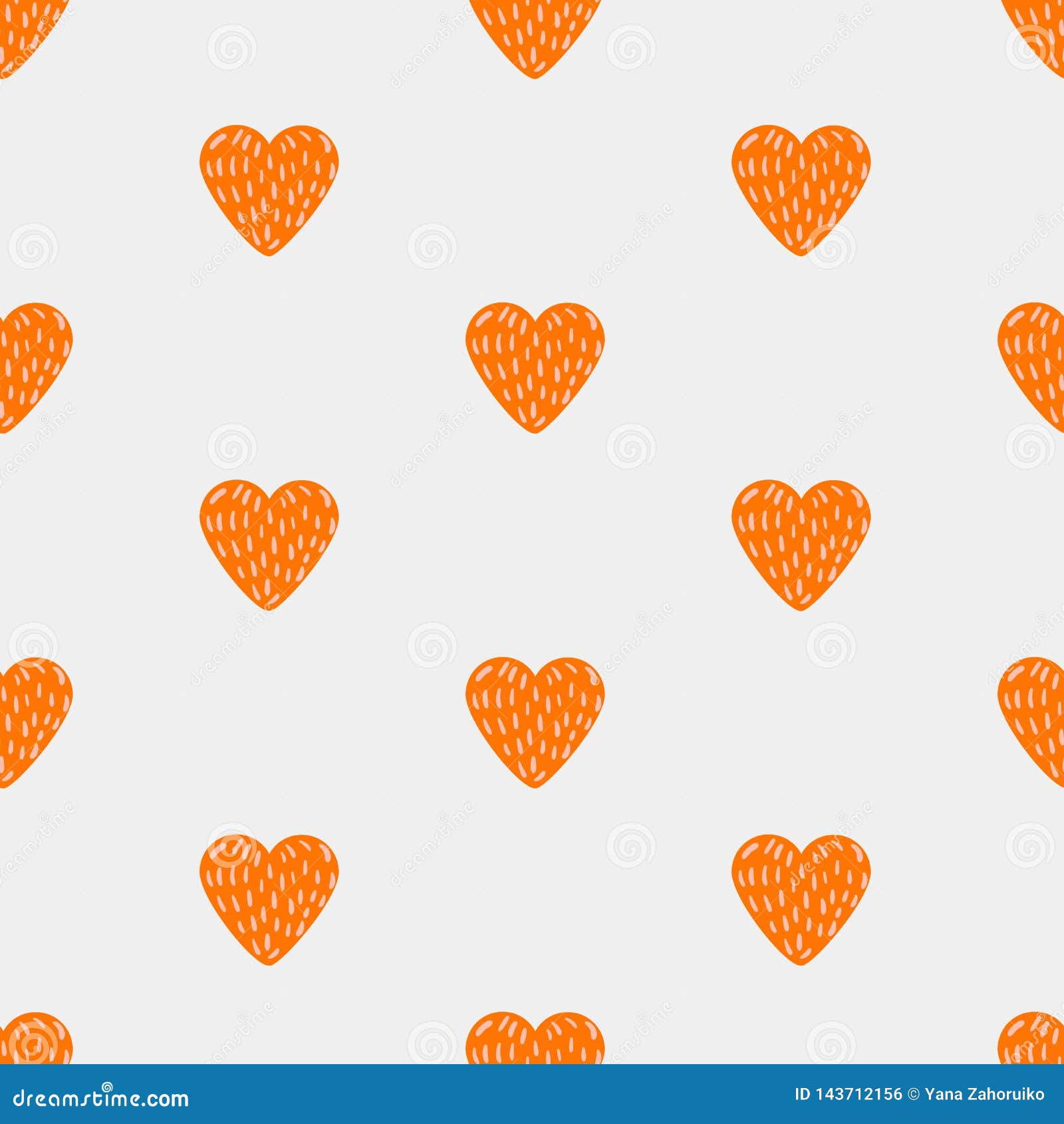 Seamless Pattern with Orange Hearts on the White Background Stock ...