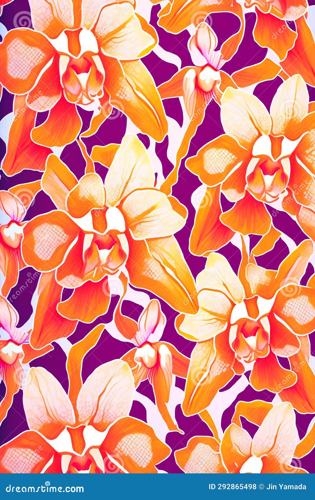 Seamless Pattern with Orange Orchids. Vector Illustration Stock ...