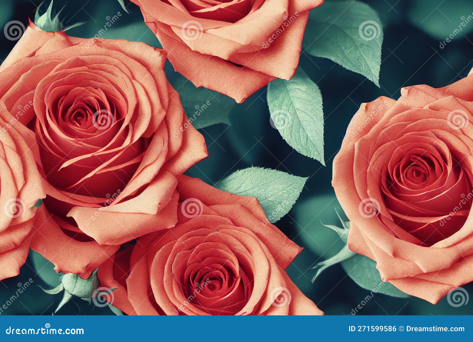 Seamless Pattern of Orange Roses. Romantic Floral Repeatable Background ...