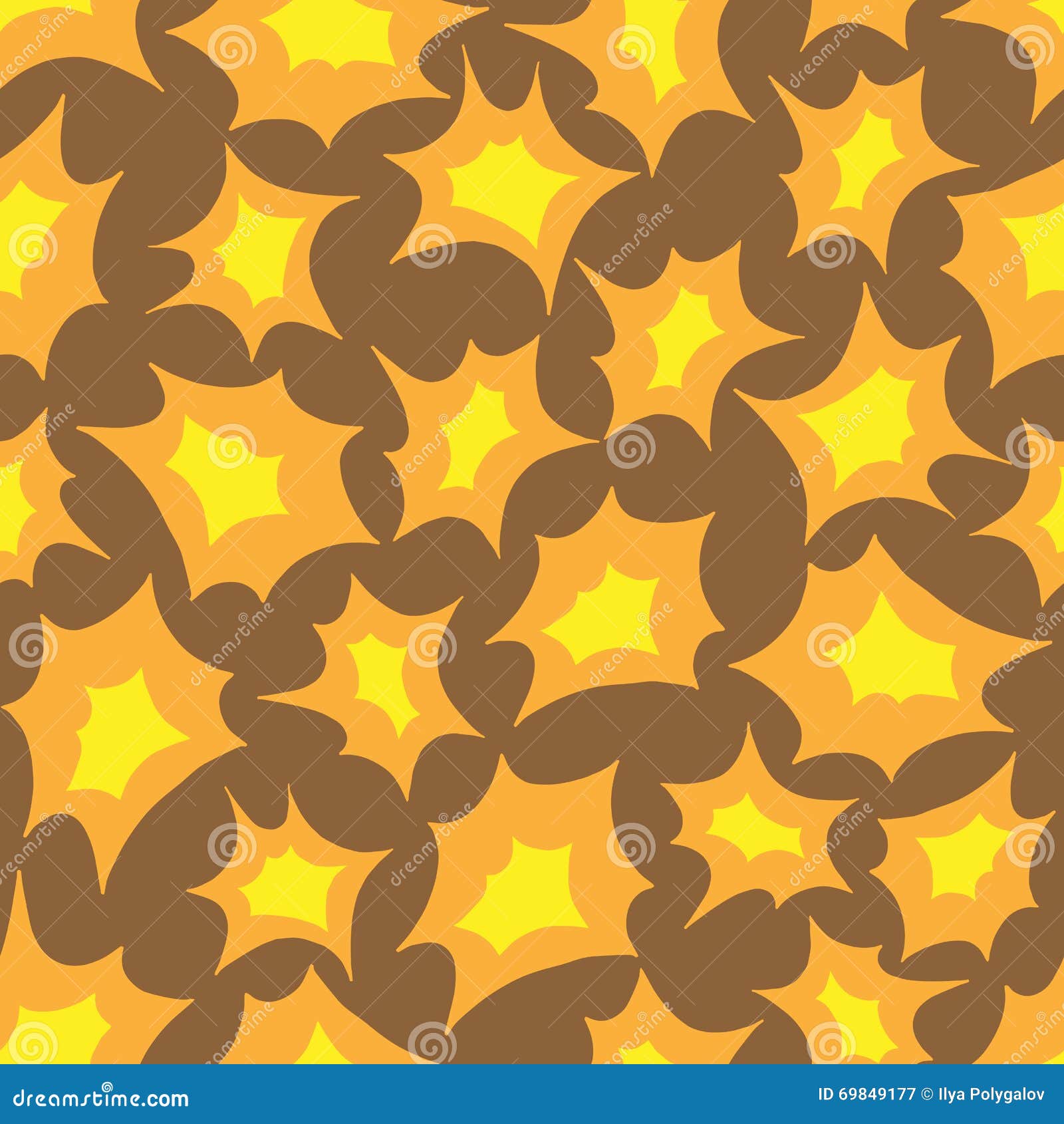 Seamless Pattern of Orange Stars Shapes Stock Illustration ...
