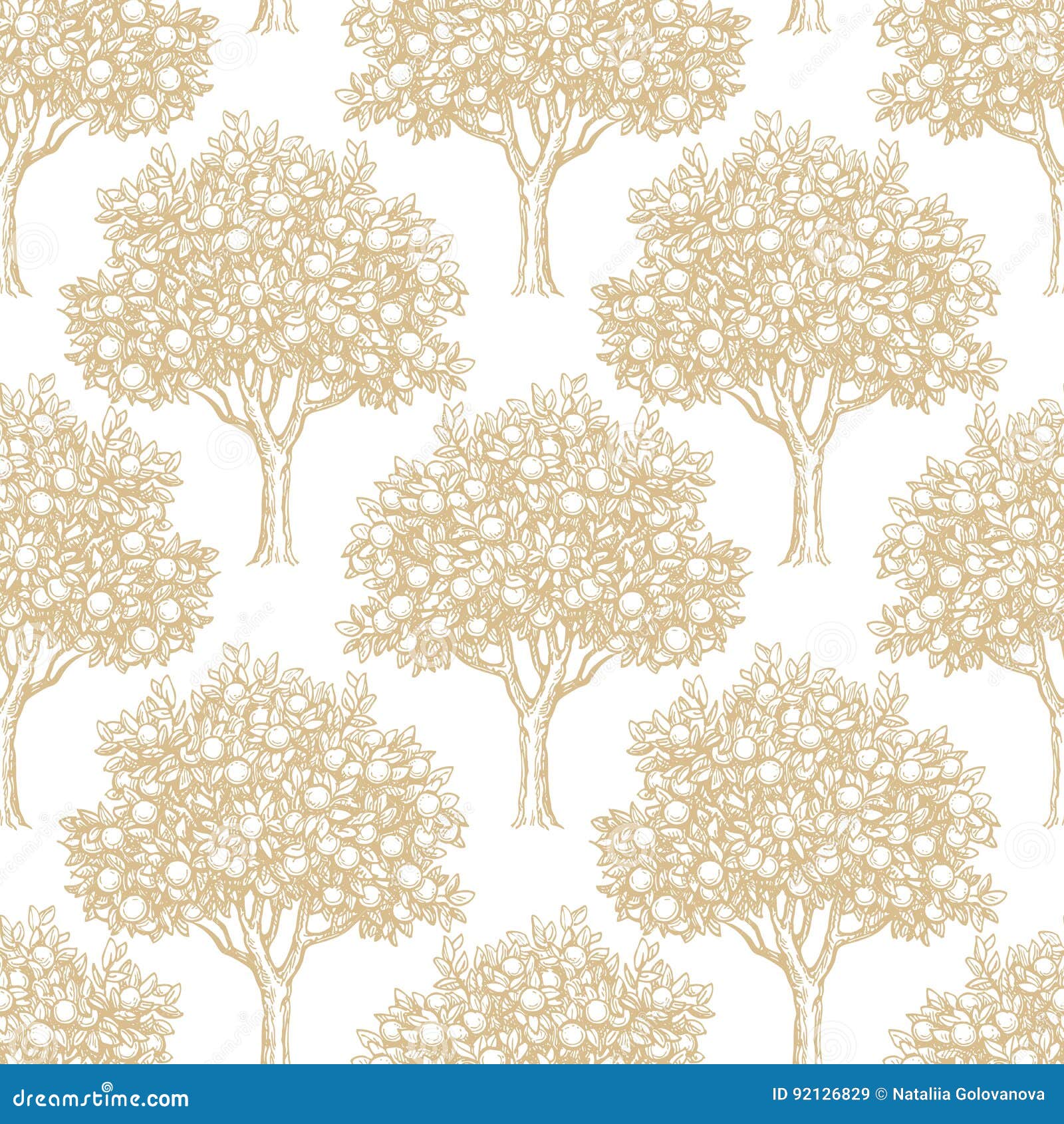 Seamless Pattern with Orange Trees Stock Vector - Illustration of ...