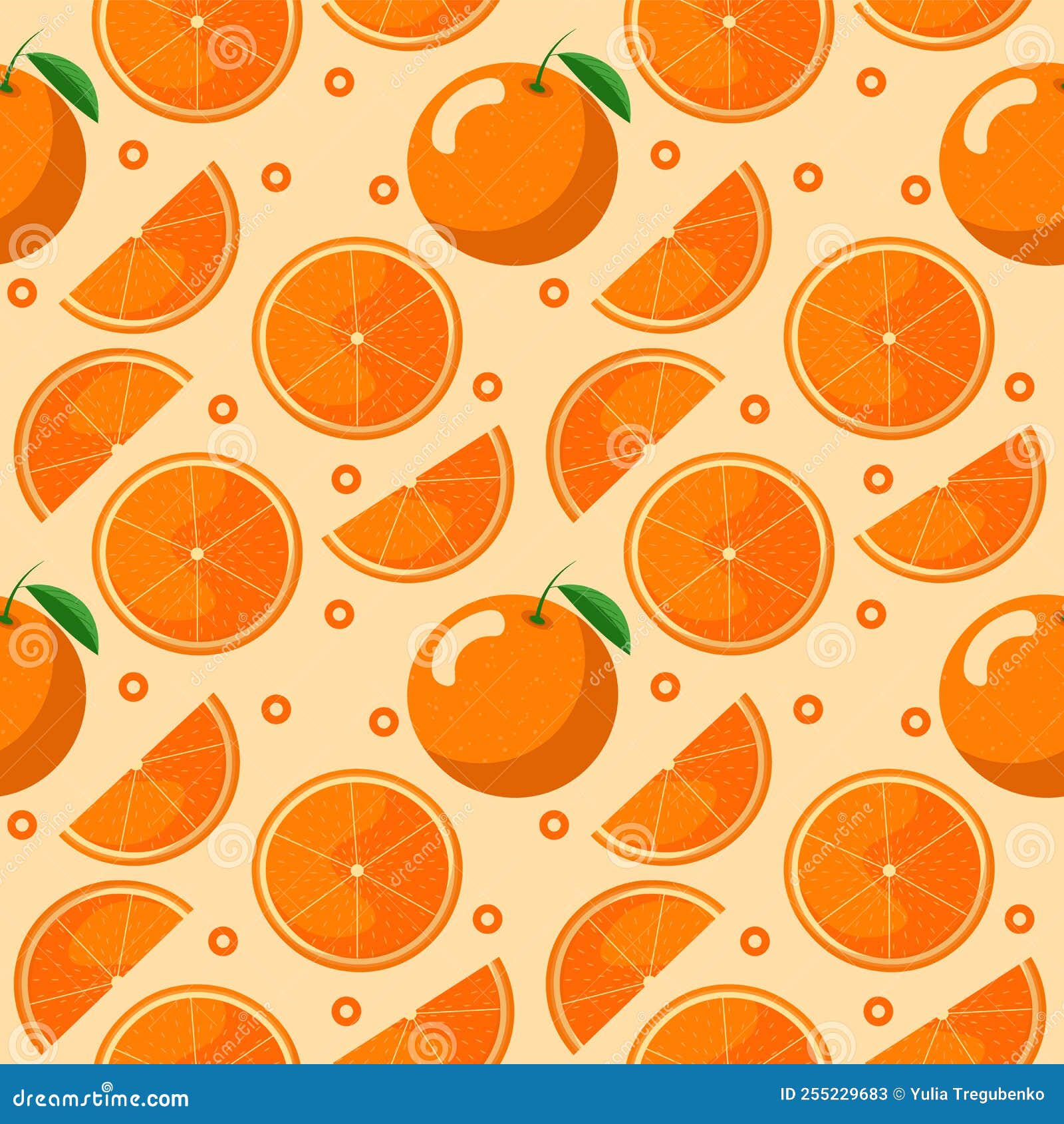 Seamless Pattern with Oranges. Orange Color, Flat Style Stock Vector ...