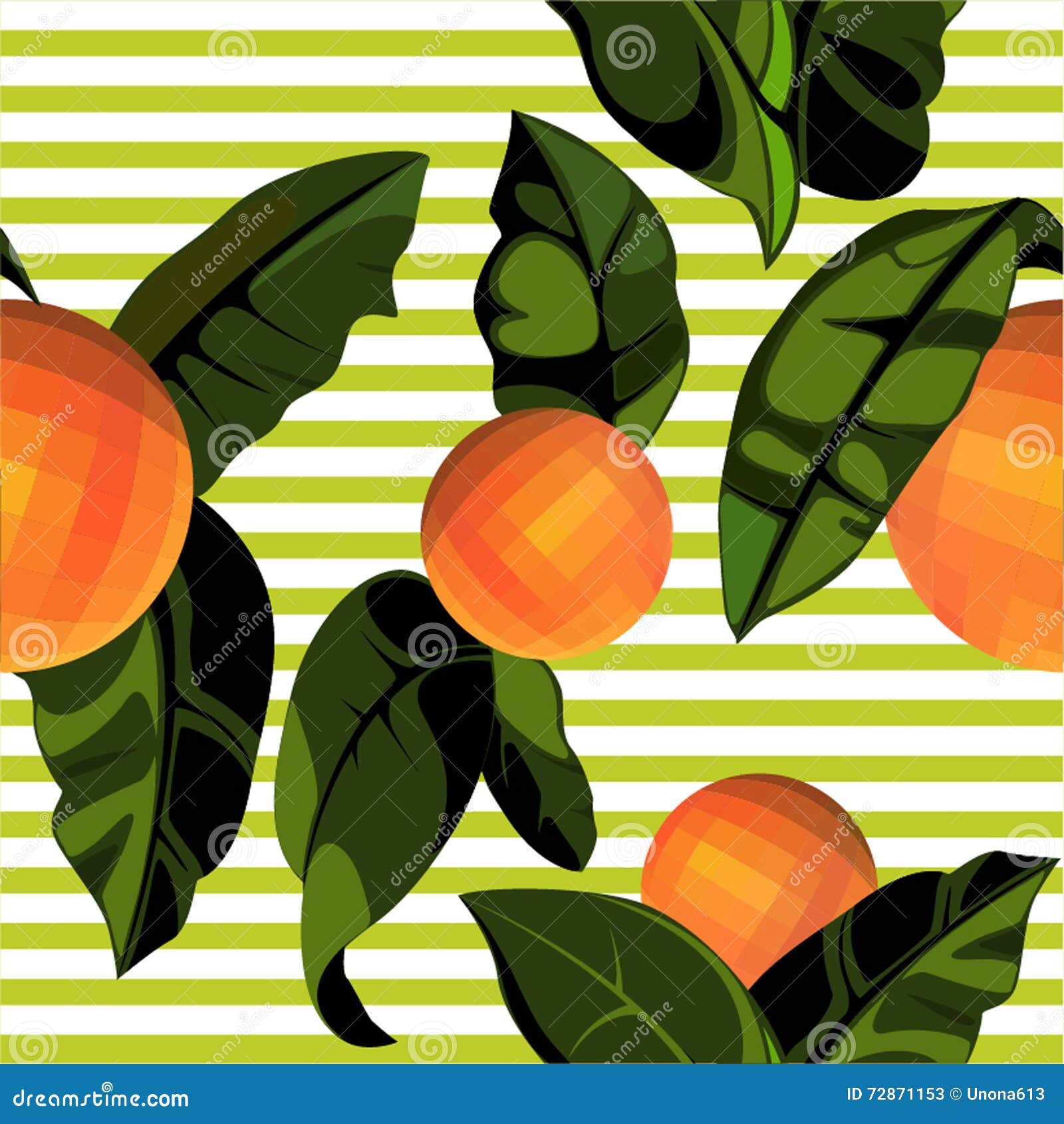Seamless Pattern with Oranges and Orange Tree Leaves Stock Vector ...