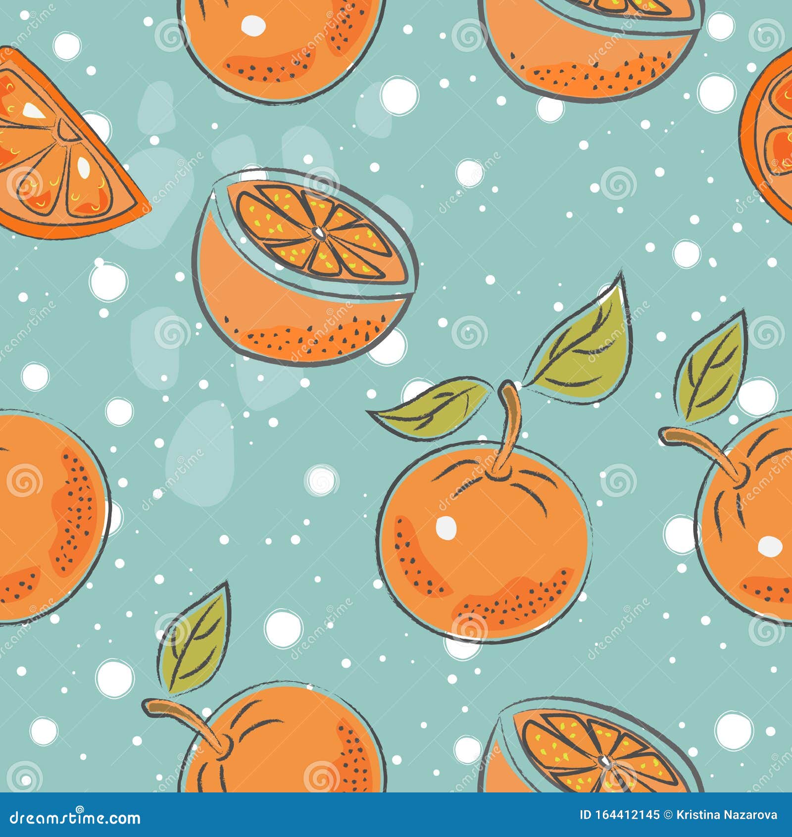 Seamless Pattern with Oranges. Scandinavian Style. Vector Illustration ...