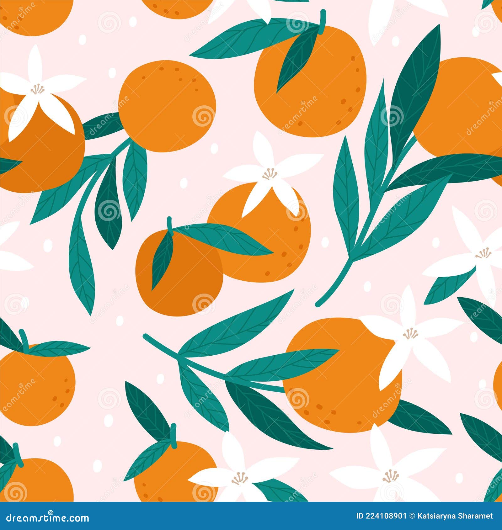Seamless Pattern with Oranges. Vector Stock Vector - Illustration of ...