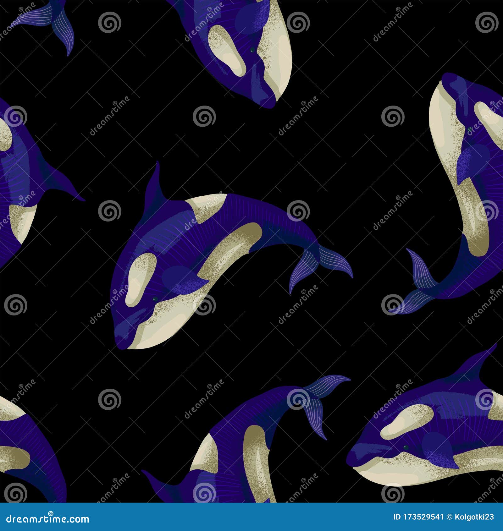 Seamless Pattern with Orca. Vector. Stock Vector - Illustration of ...