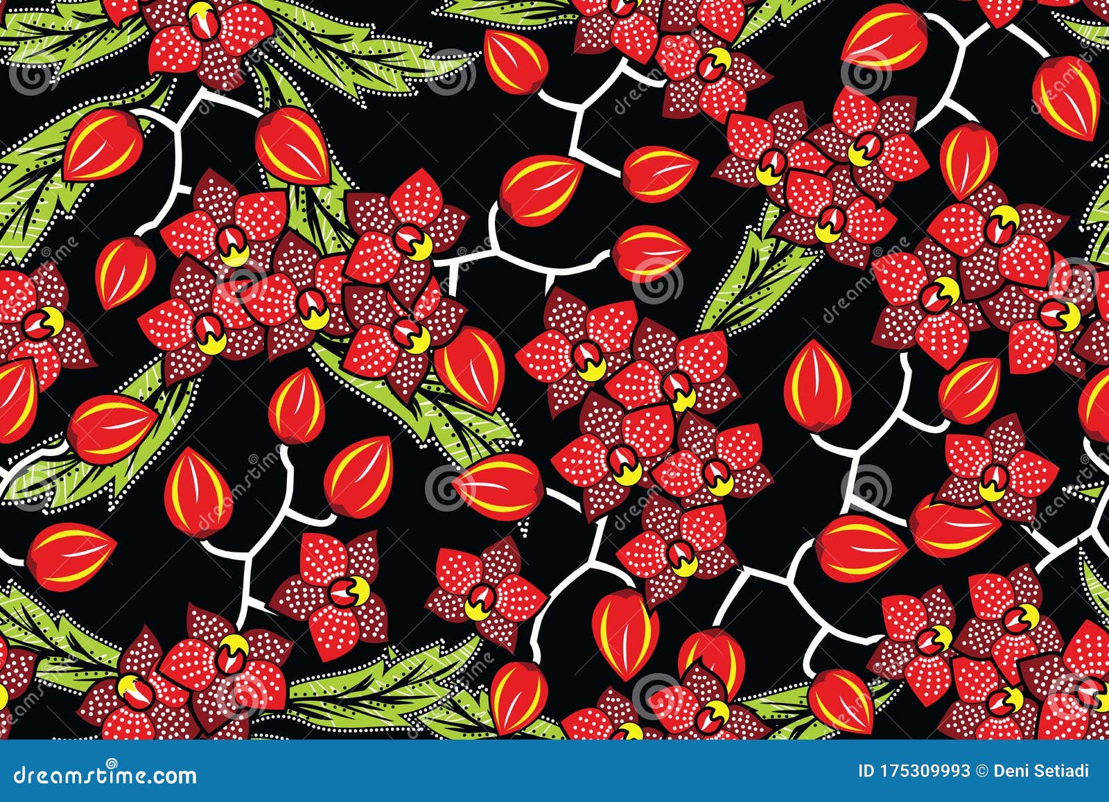 Floral Batik Motif Vector Illustration Stock Vector - Illustration of ...