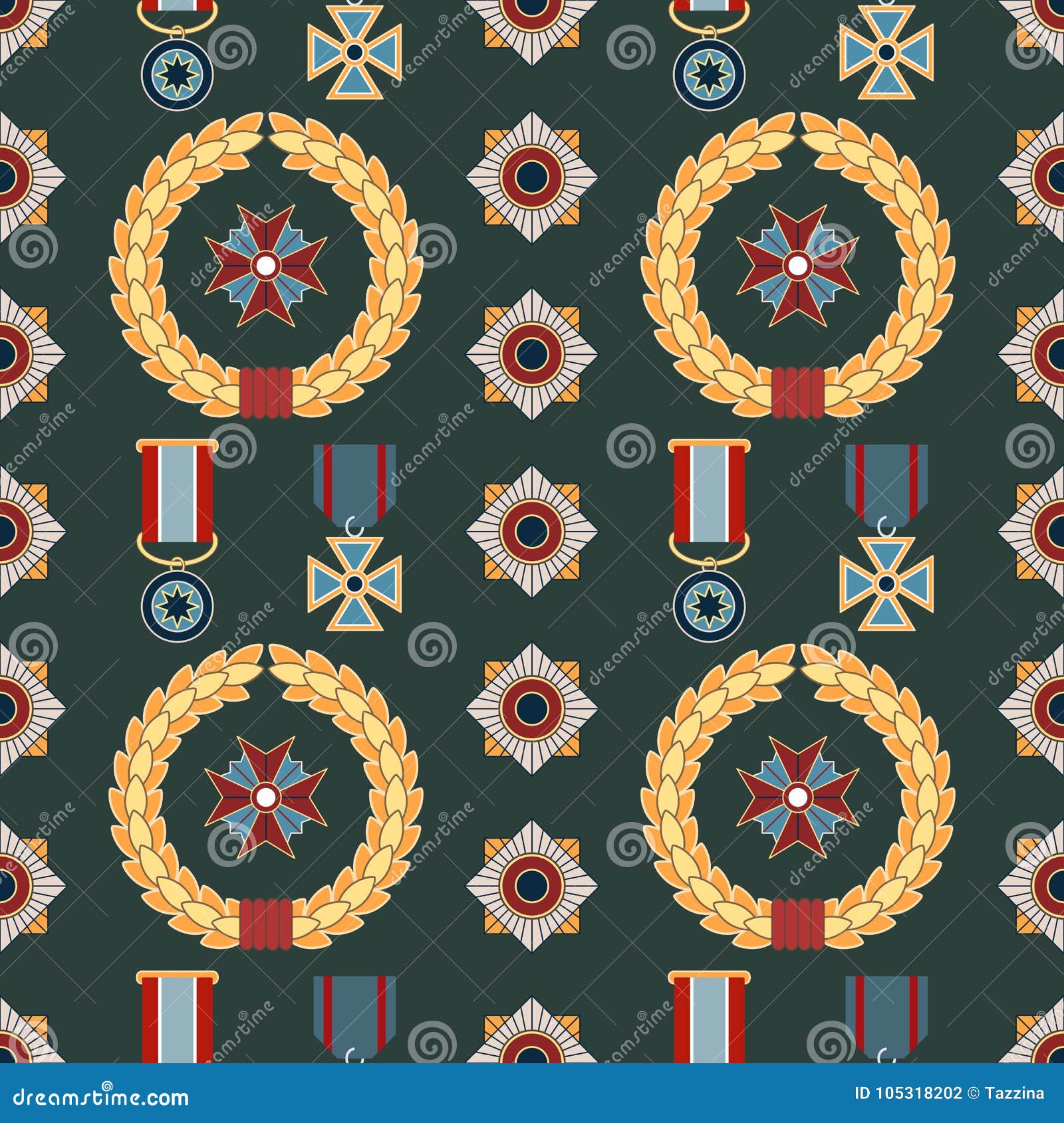 Seamless Pattern with Orders and Medals Stock Vector - Illustration of ...