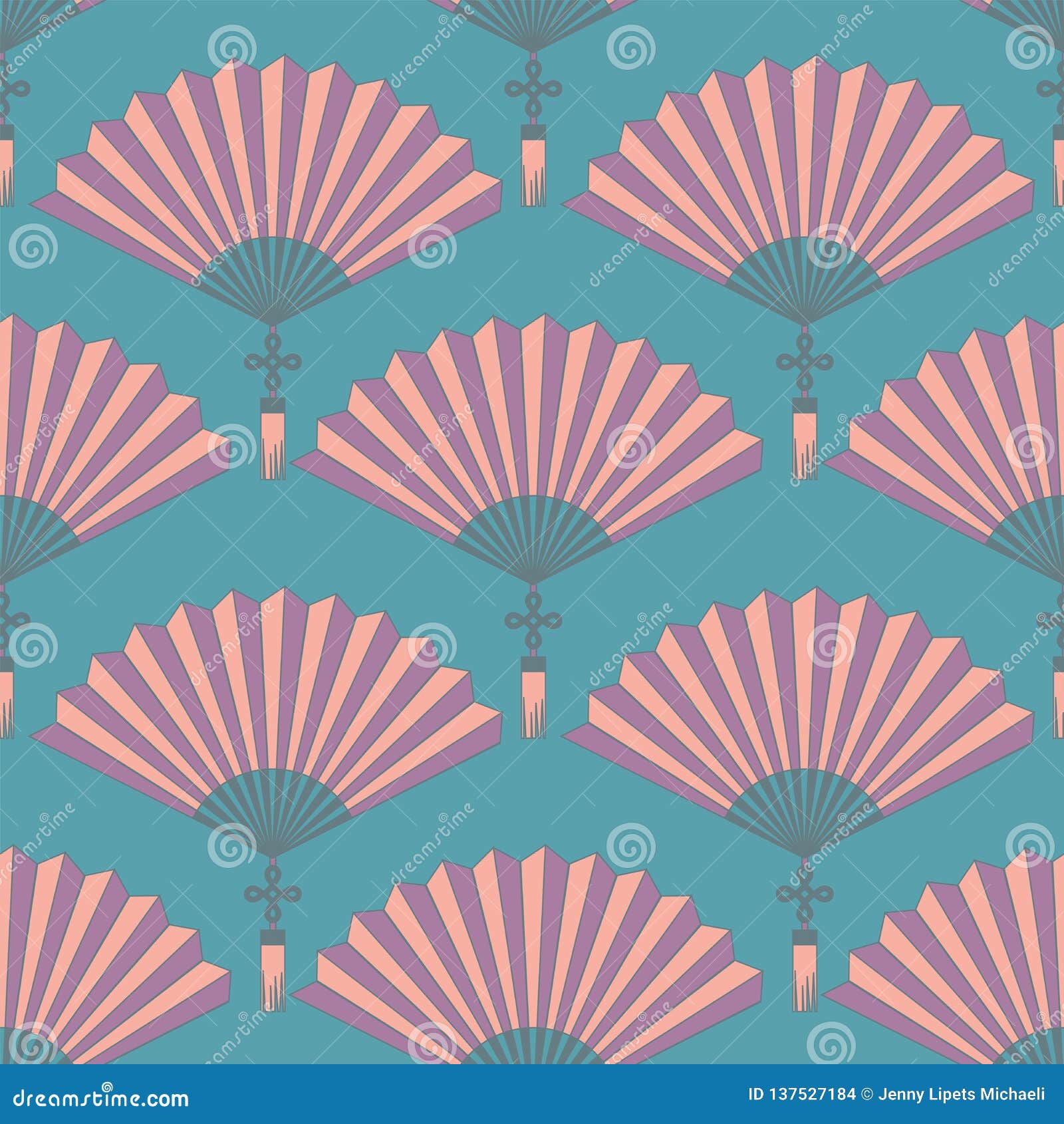 Seamless Pattern of Oriental Chinese Hand Fan Stock Vector ...