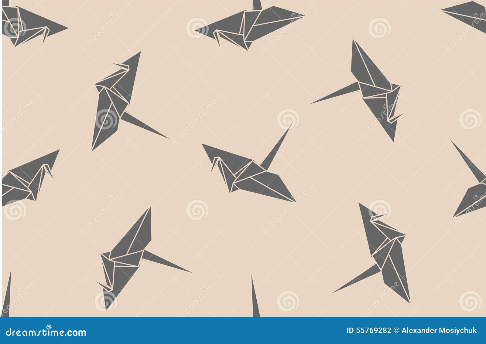 Seamless Pattern of Origami Cranes Stock Vector - Illustration of ...
