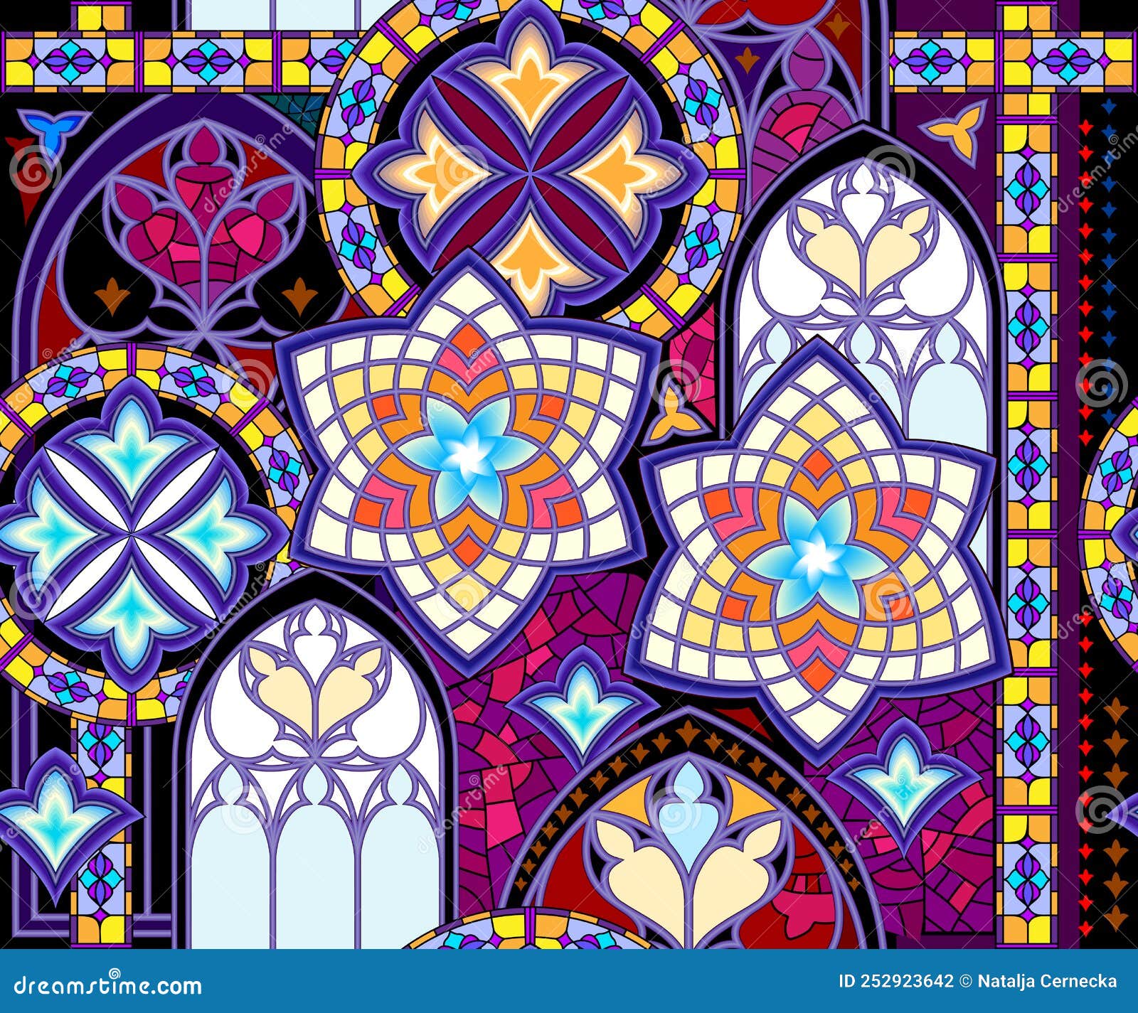 Seamless Pattern Ornament Fantasy Stain Glass Decoration Abstract