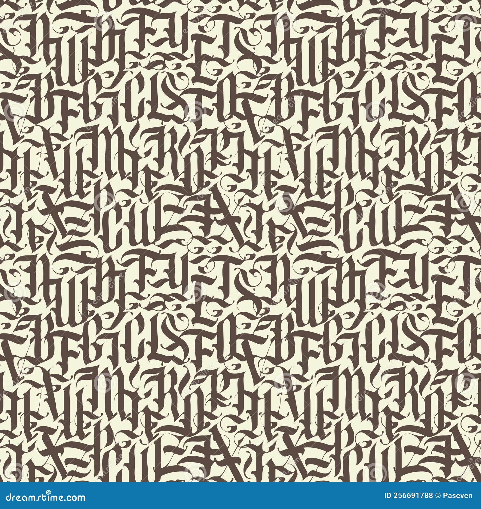 Seamless Pattern of Ornate Gothic Latin Letters Stock Vector ...