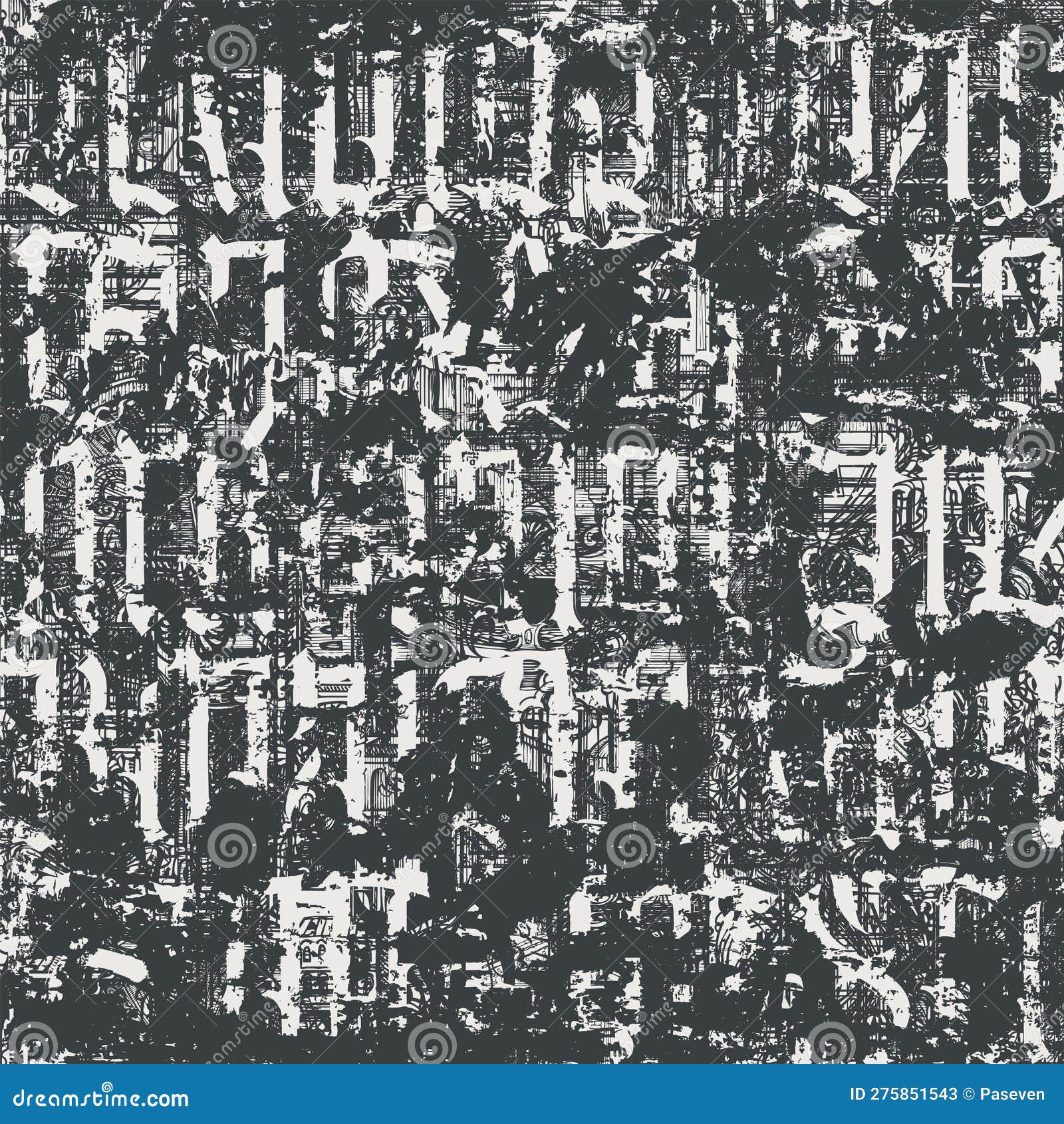 Seamless Pattern of Ornate Gothic Letters. Monochrome Repeating ...