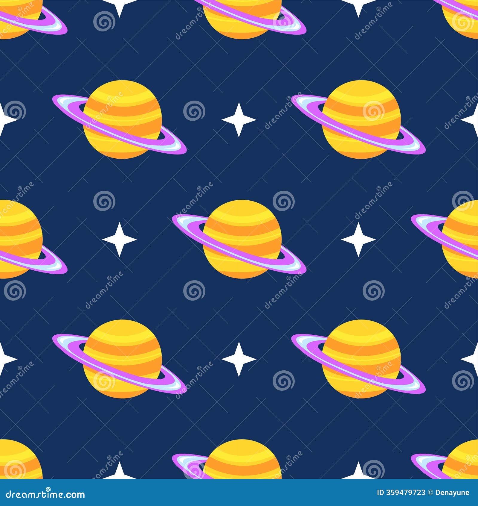 Seamless Pattern of Outer Space Exploration with Floating Astronaut and Planets in Cartoon Flat ...