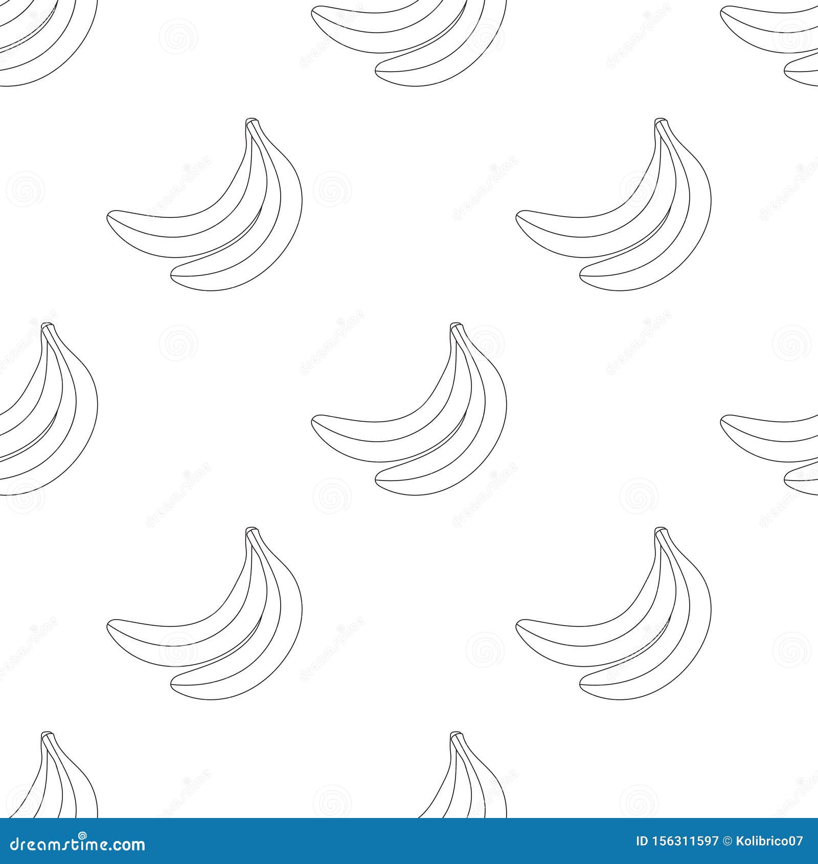 Seamless Pattern of Outline Banana Stock Vector - Illustration of juicy ...