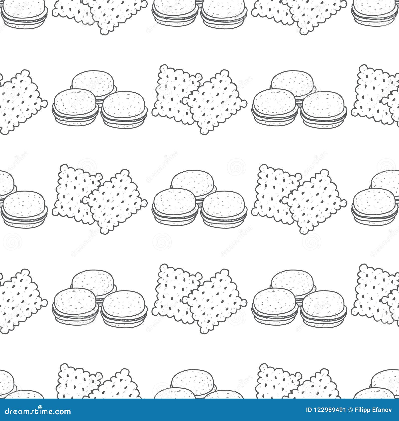 Seamless Pattern with Outline Drawings on the Theme of Coffee. Macaroon ...