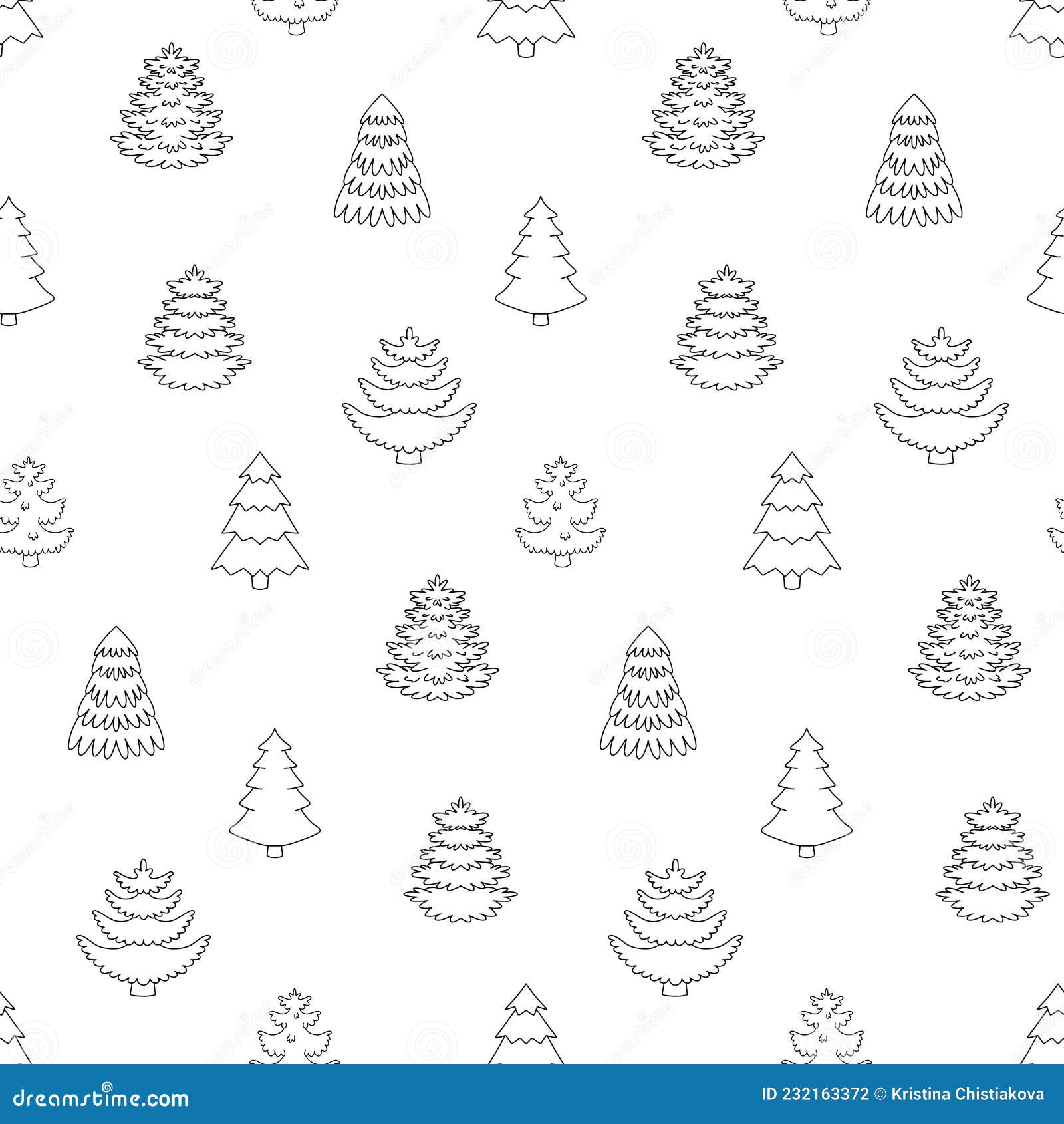 Seamless Pattern Outline Fir Tree Forest Stock Vector - Illustration of ...